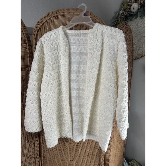 Vintage | Sweaters | Vintage Cardigan Ivory Open Knit Small | Poshmark